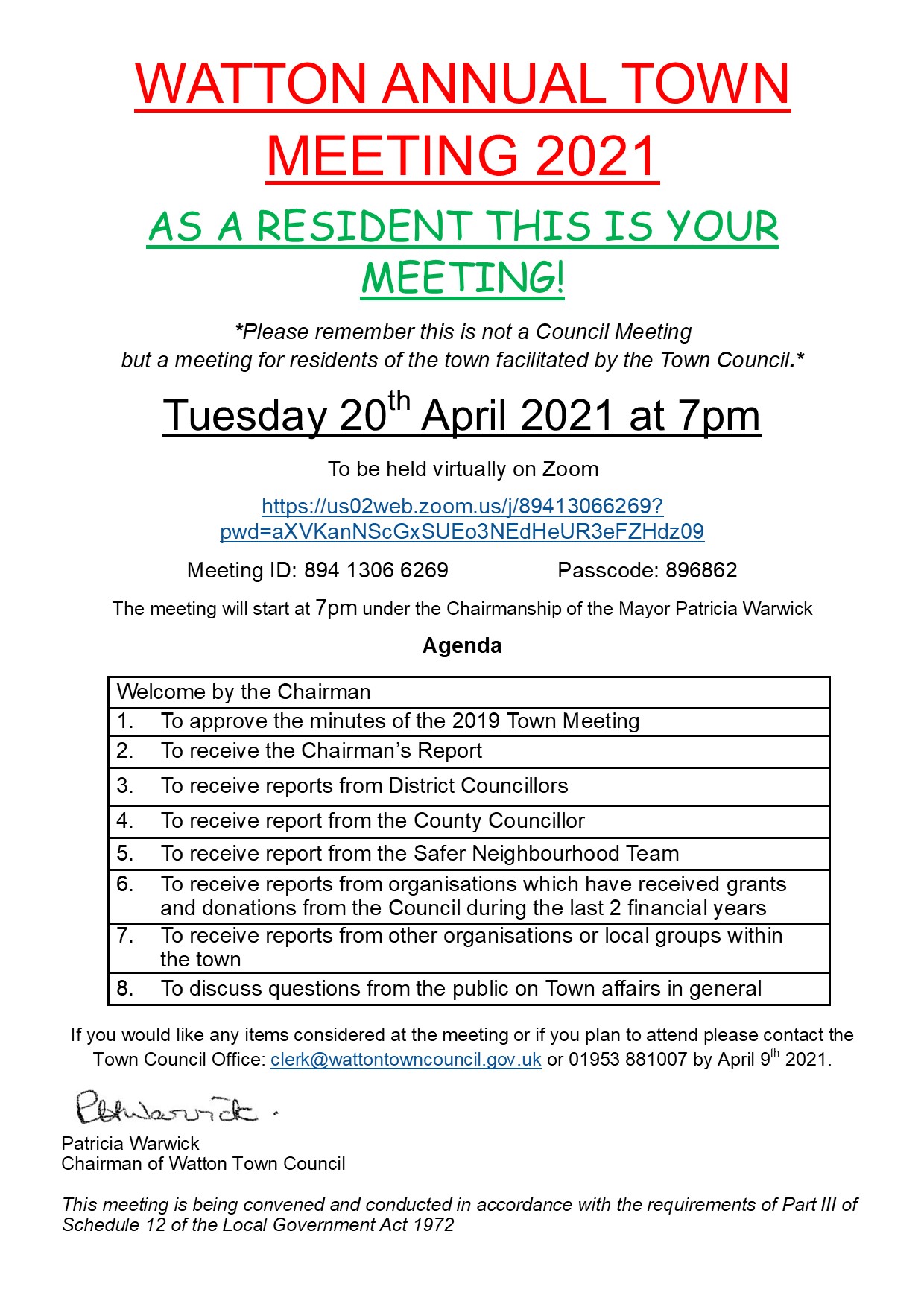Welcome to Watton Town Council